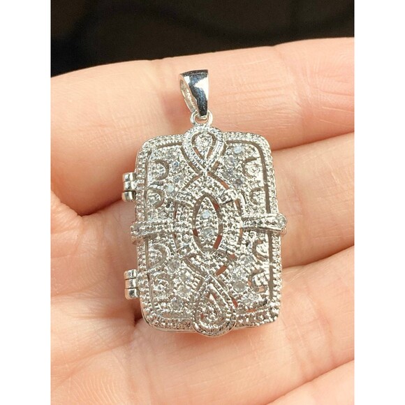 Ross-Simons | Jewelry | Ross Simons Sterling Silver Filigree Cz Locket ...